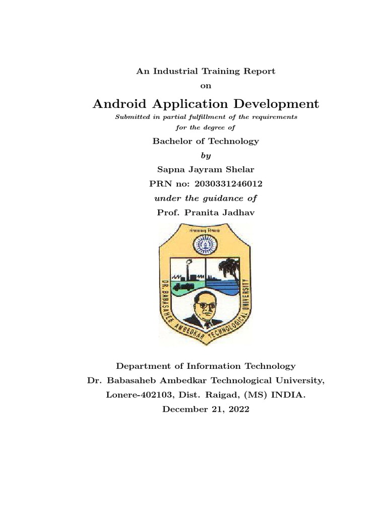 Android App Development Training Report | PDF | Android (Operating System) | Installation ...