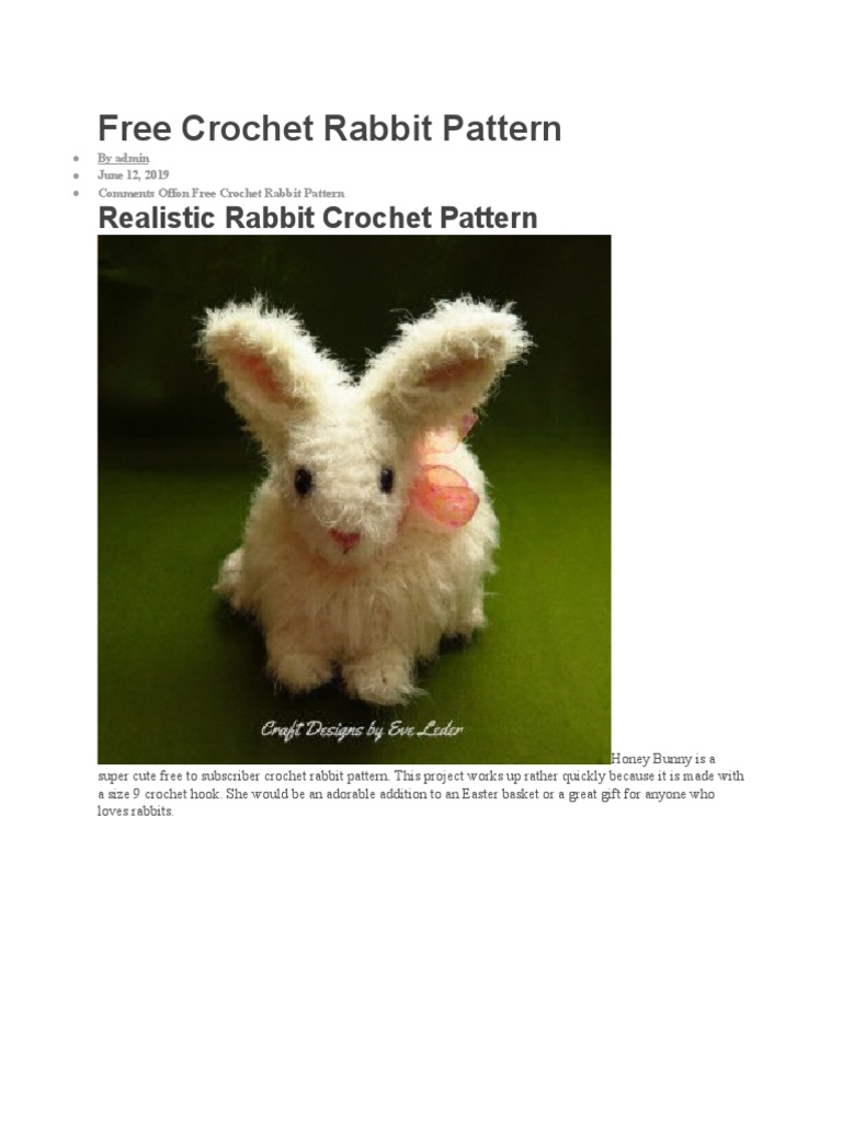 Free Crochet Rabbit Pattern | PDF | Crochet | Beadwork