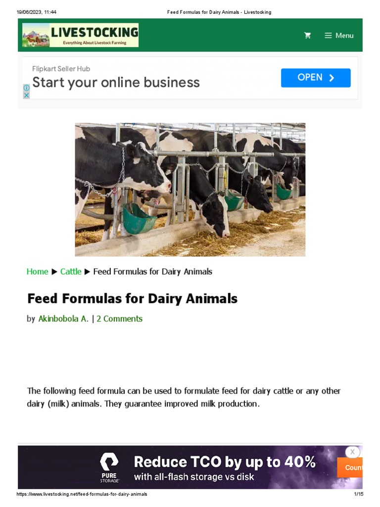 Feed Formulas For Dairy Animals - Livestocking | PDF | Animal Feed | Flour
