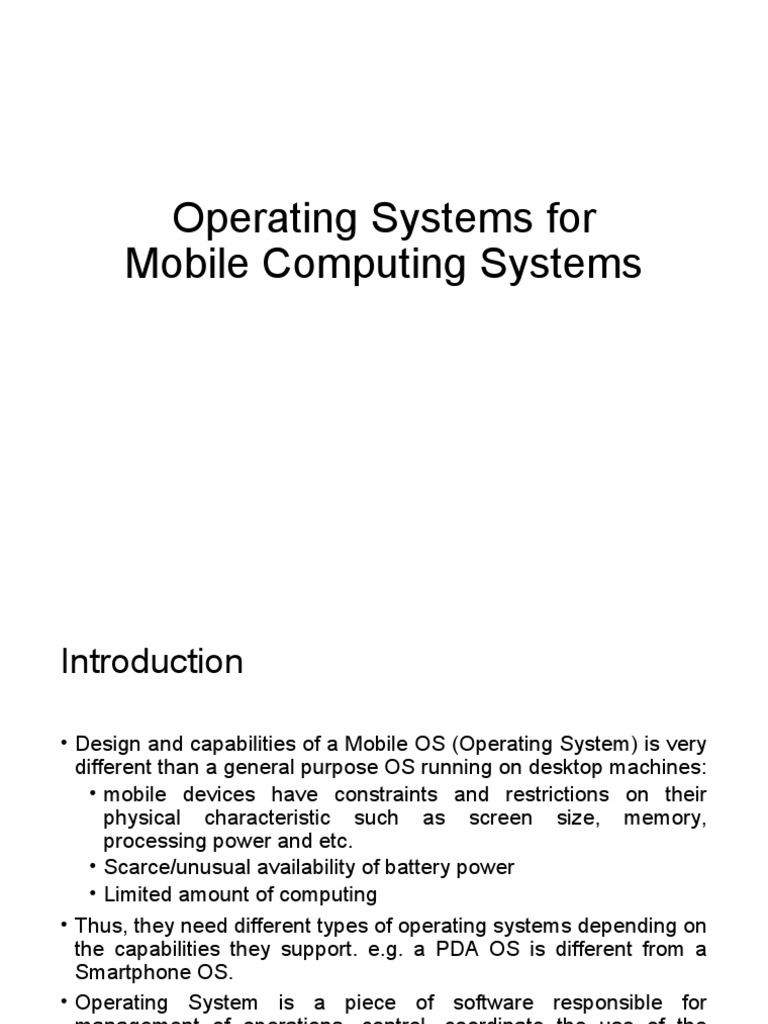 Lecture 3-Operating Systems - Mobile Computing - 2 | PDF | Operating System | Android (Operating ...