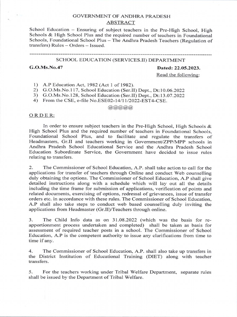 G O Ms No 47 | PDF