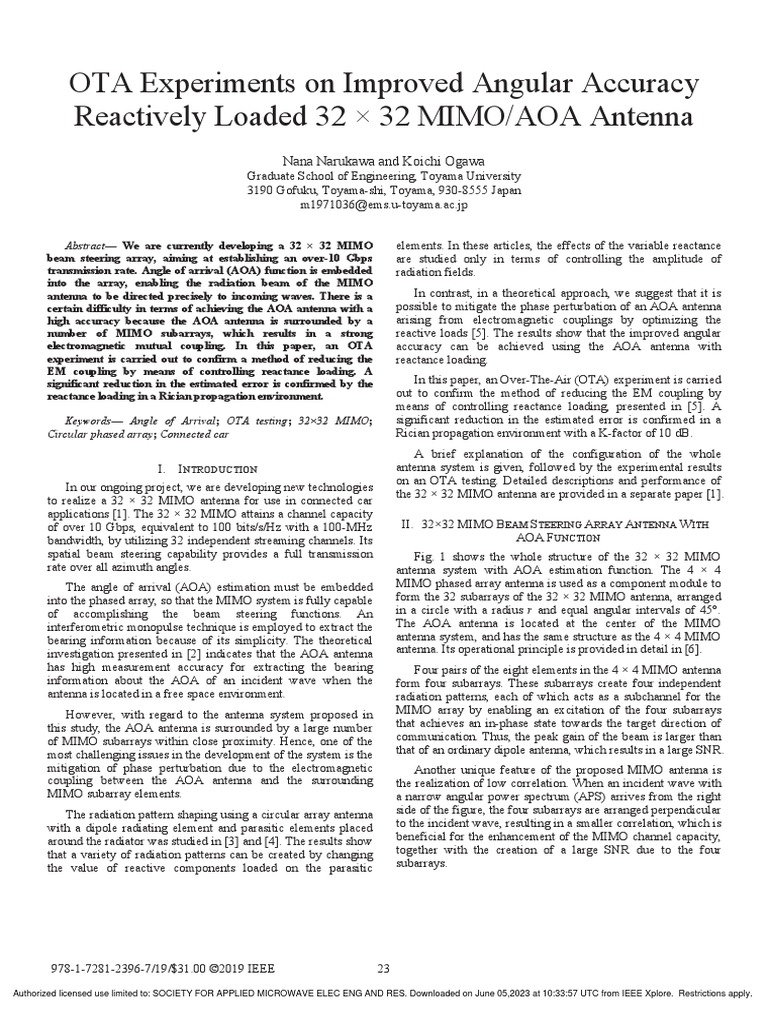 Angular Accuracy | PDF | Antenna (Radio) | Mimo