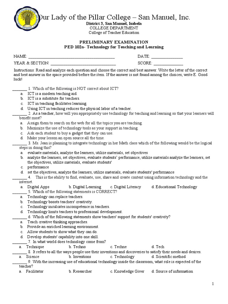 Ped 102a | PDF | Educational Technology | Learning