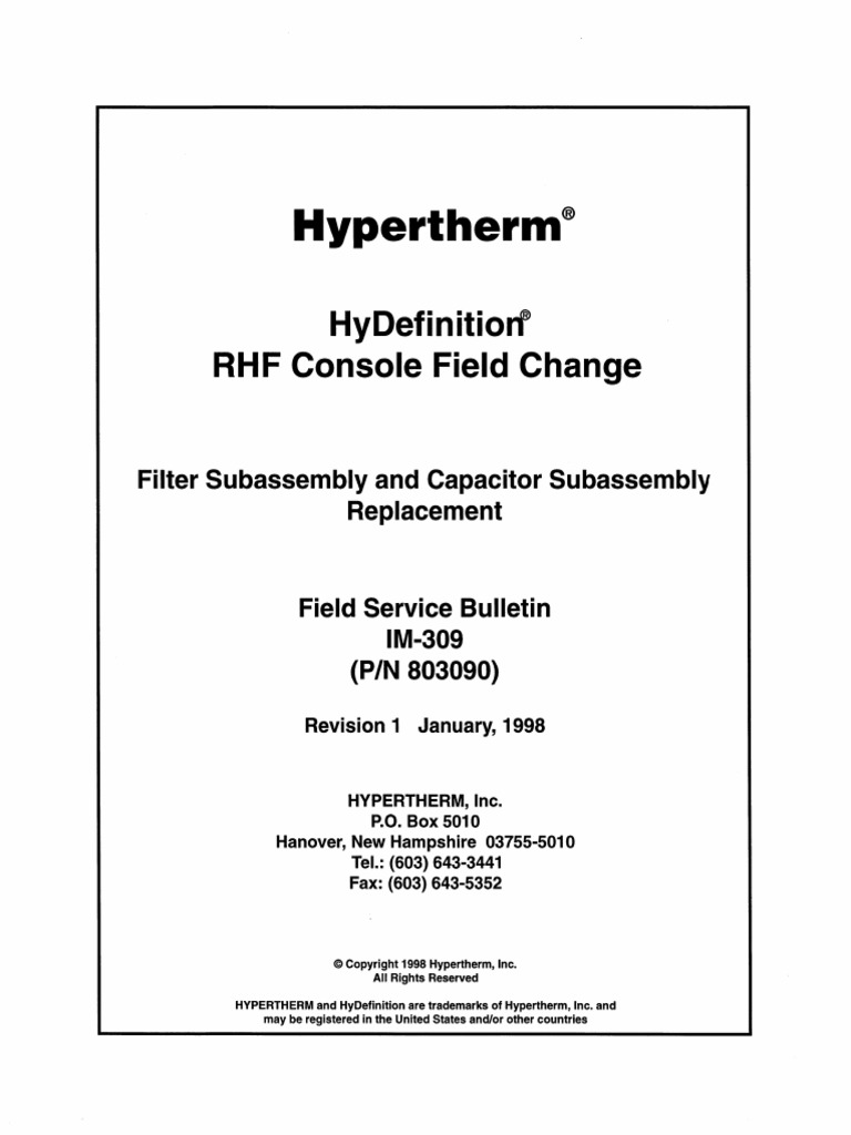 HYPERTHERM RHF Console | PDF