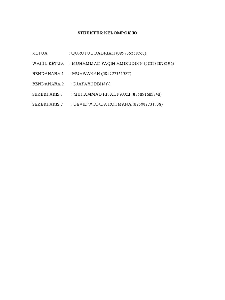 Struktur KKN Kelompok 10 | PDF