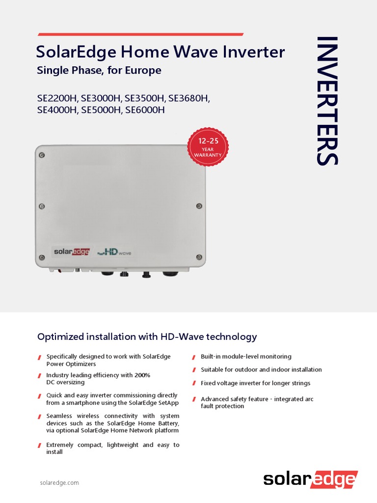 Se Home Wave Inverter Single Phase Setapp Datasheet Eur | PDF | Power Inverter | Alternating Current