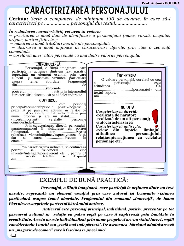 Caracterizarea Personajului | PDF