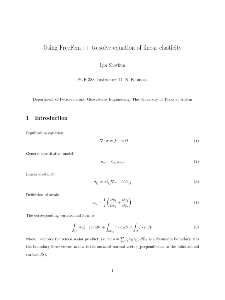 FreeFEM Tutorial Shovkun | PDF | Linear Elasticity | Physical Sciences