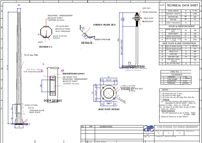 Octagonal Pole Foundation Details | PDF | Screw | Industrial Processes