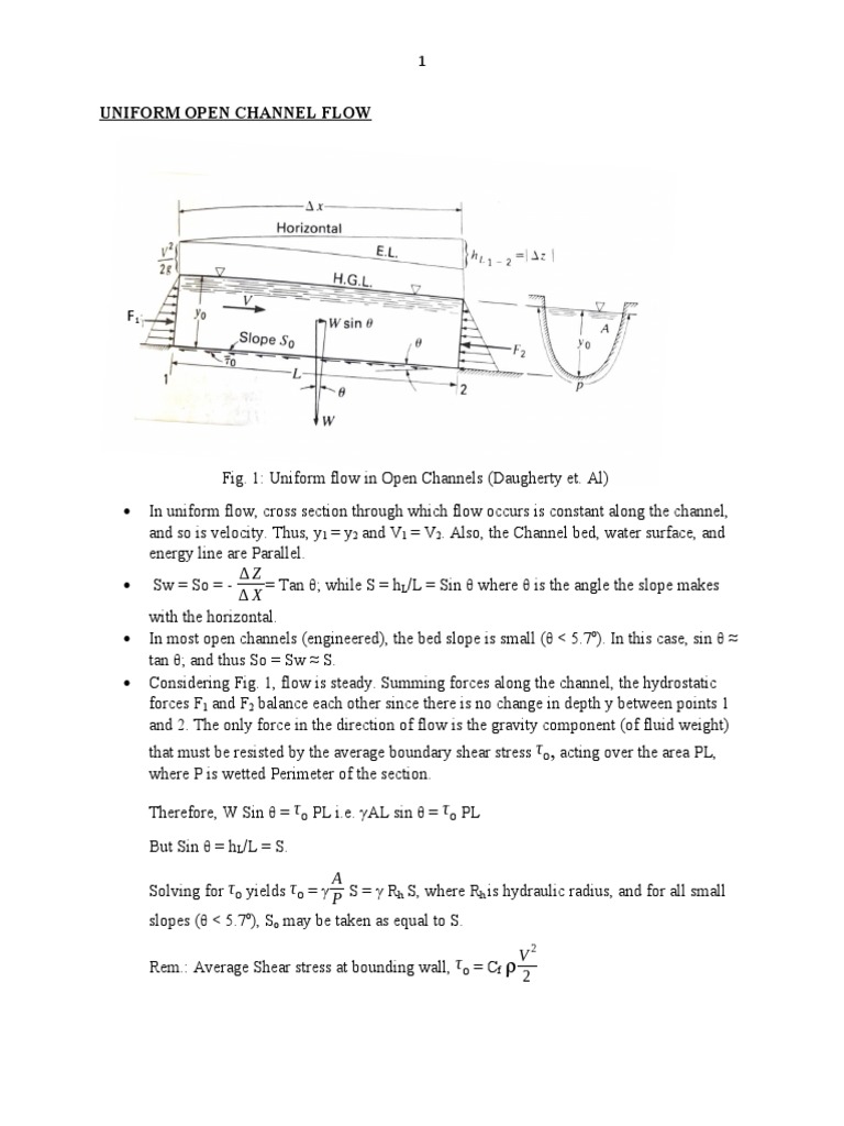 Uniform Flow in Open Channels | PDF | Chemical Engineering | Mechanical ...
