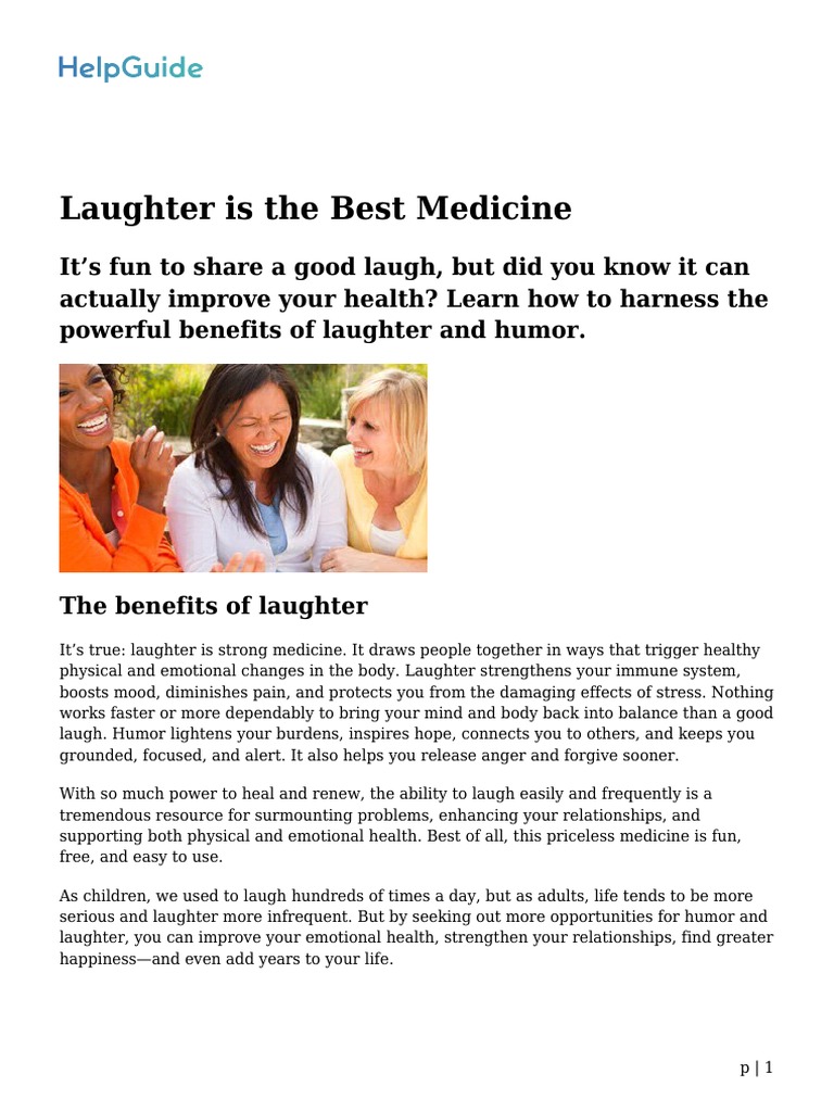 Laughter: The Key to Better Health | PDF | Laughter | Humour
