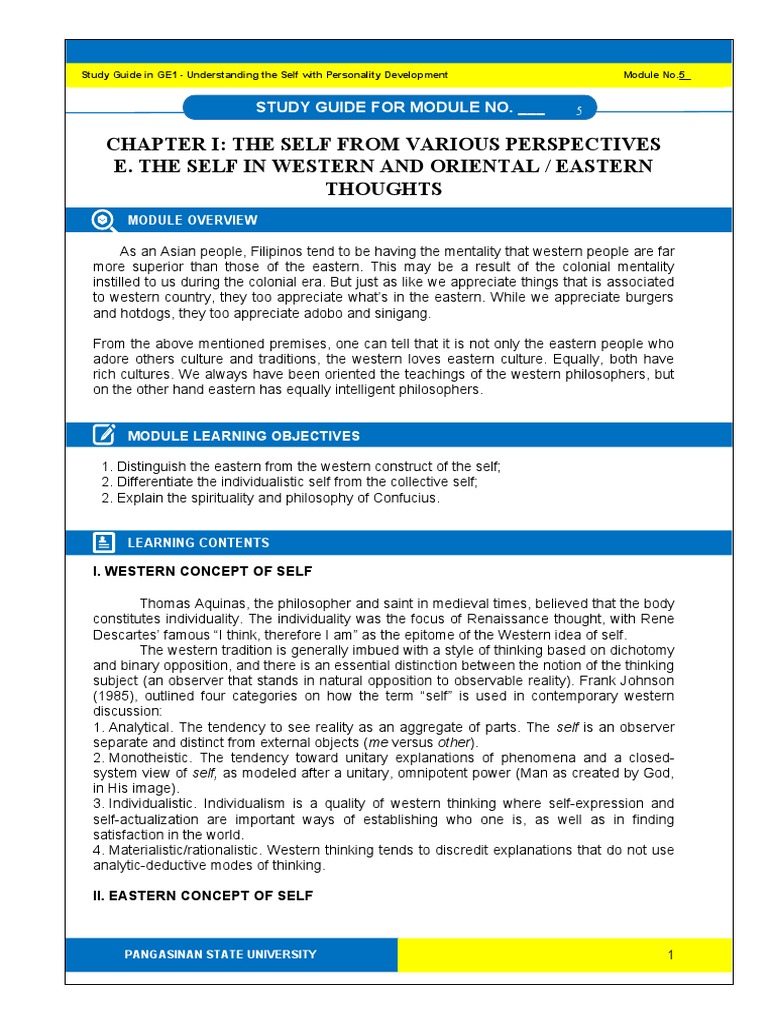 GE1 Module 5 Eastern Western Thought | PDF | Soul | Thought