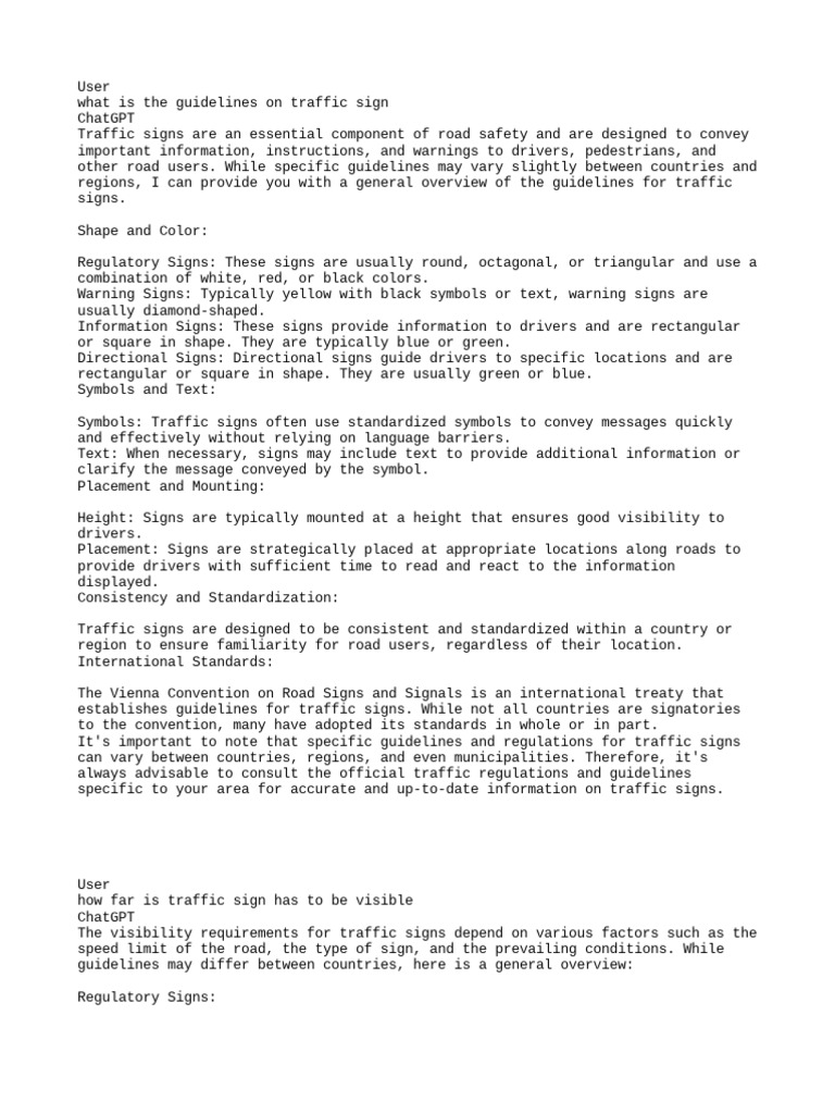 ChatGPT Traffic Signs | PDF | Traffic | Intersection (Road)