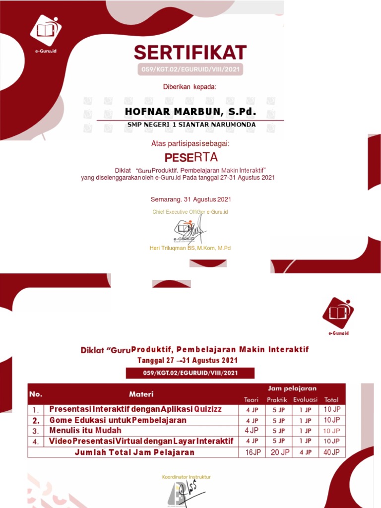 MARYAM DJAFAR, S.pd. Sertifikat Pelatihan Guru Produktif 40 JP | PDF