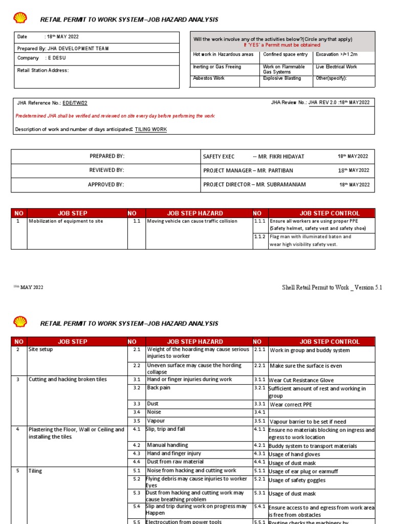 Jha - TW - 22 - Tiling Work | PDF | Personal Protective Equipment | Workplace