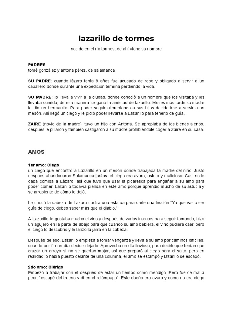 Lazarillo de Tormes | PDF