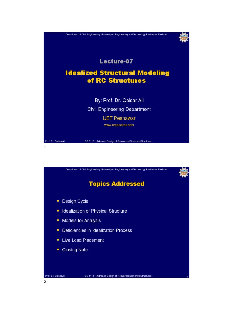 Lecture 07 Idealized Structural Modeling of RC Structures | PDF | Beam (Structure) | Bending