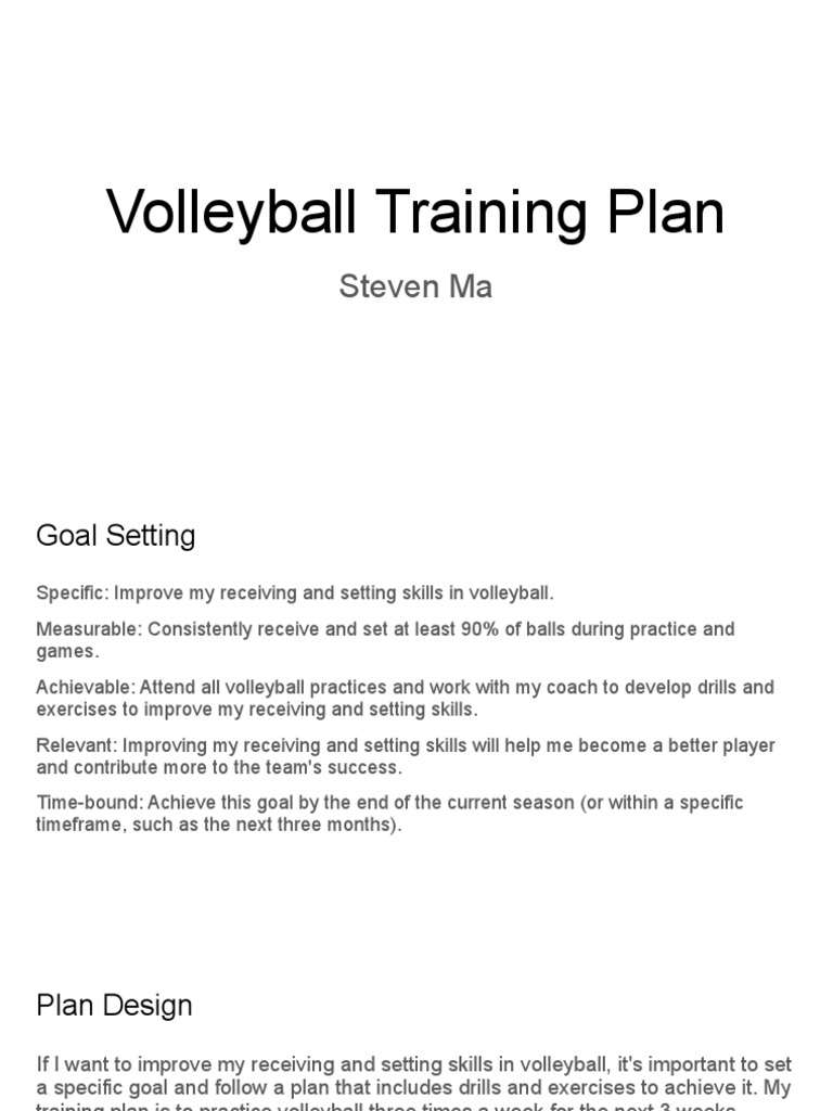 Volleyball Training Plan | PDF | Goal