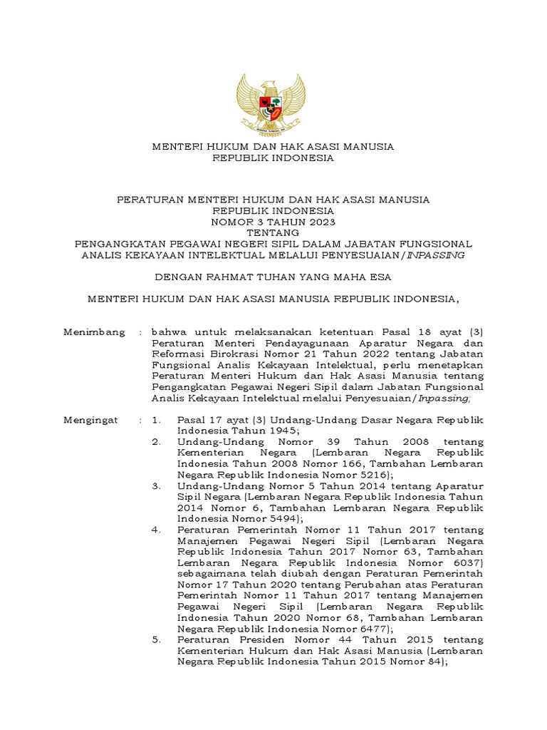 Permenkumham 3 2023 | PDF