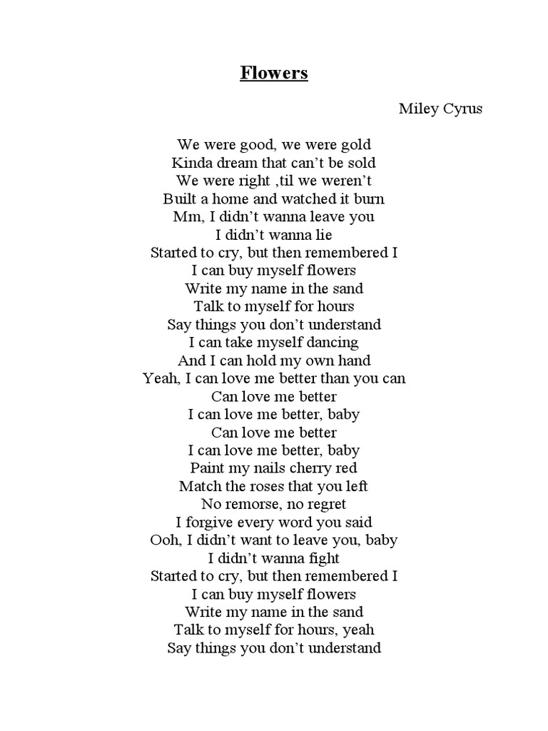 Flowers, Miley Cyrus | PDF