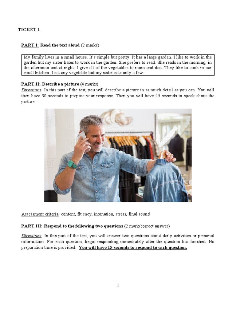 Speaking Level 1 SV 1 | Download Free PDF | Question