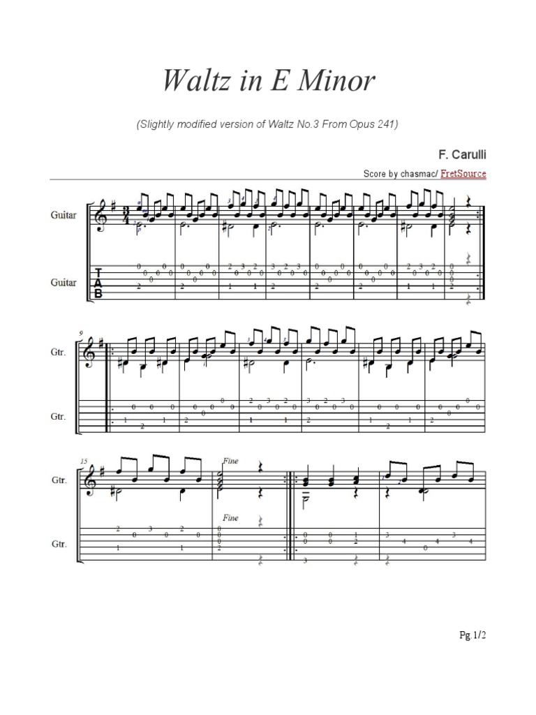 Carulli Waltz No 3 in e Minor Op241 | PDF