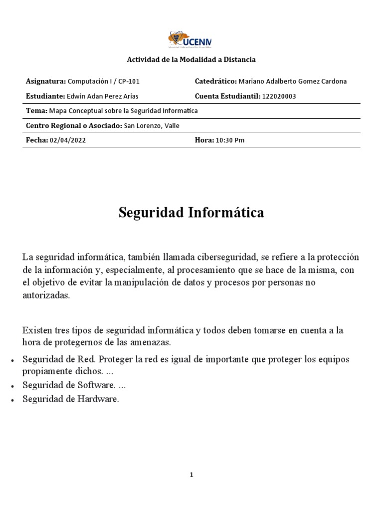 Mapa Conceptual Sobre La Seguridad Informatica | PDF | La seguridad ...