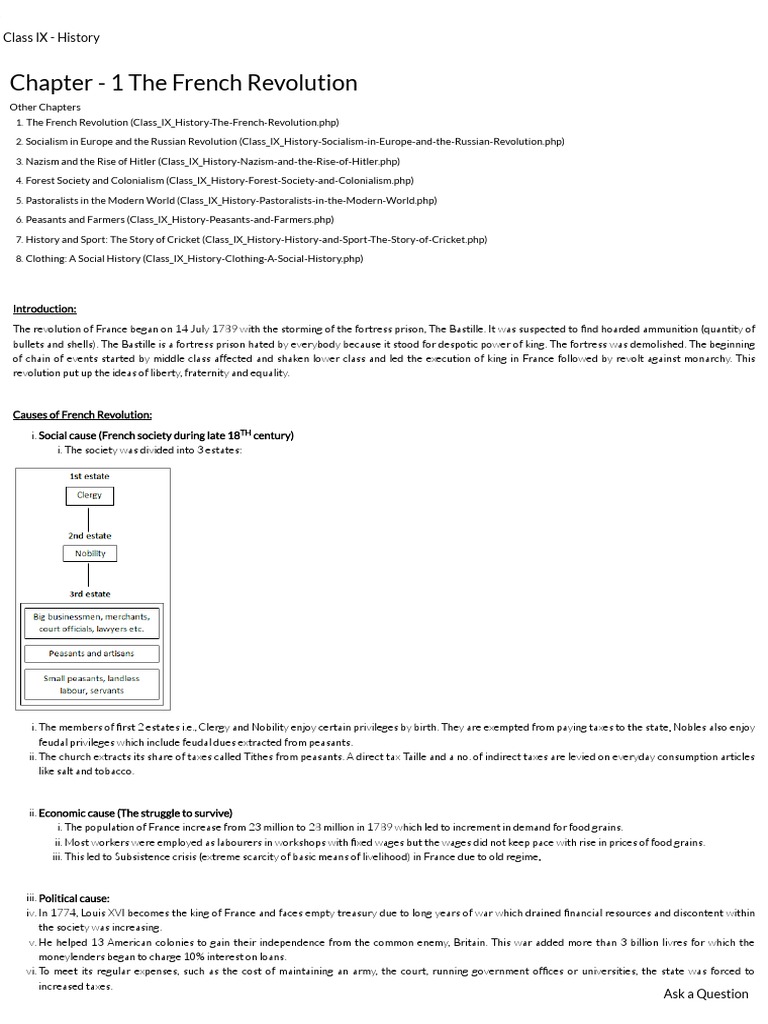 The French Revolution Notes | PDF | French Revolution | France