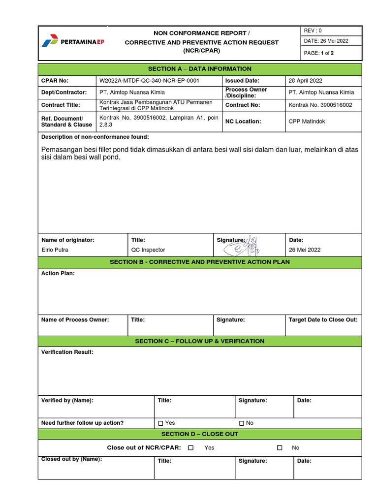 NCR 001 - Fillet Wall Pond | PDF