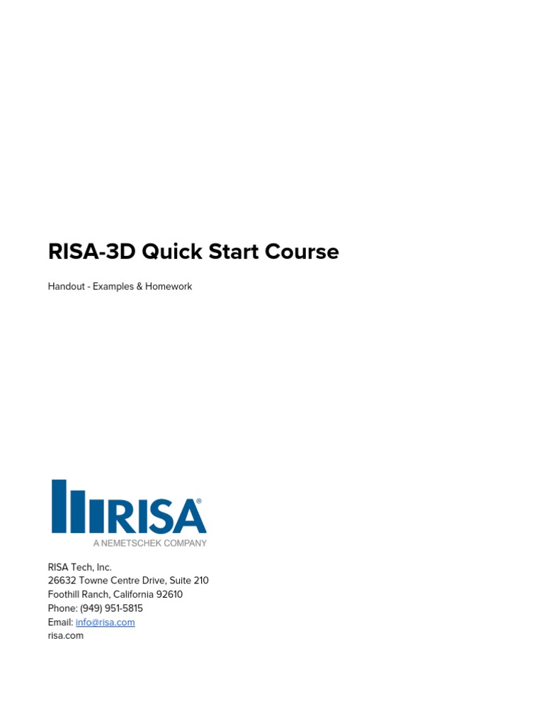 RISA-3D Quick Start Course Guide | PDF | Truss | Beam (Structure)