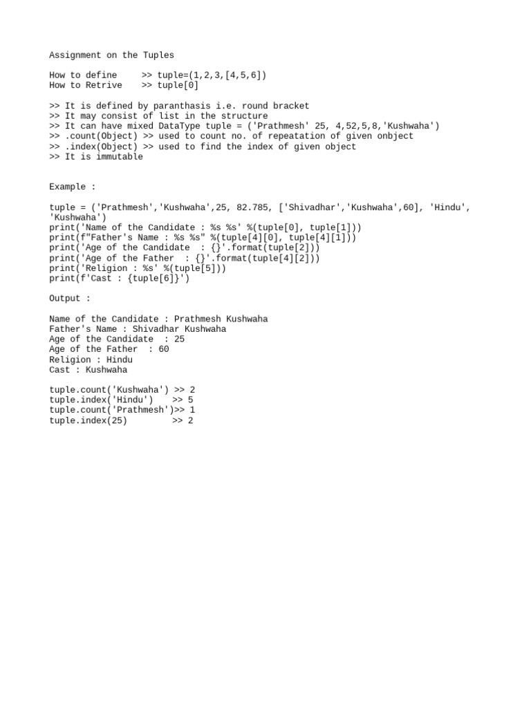 Tuples Learning | PDF