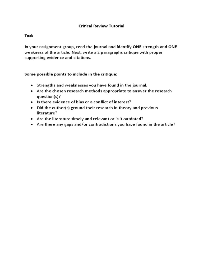 Critical Review Tutorial | PDF