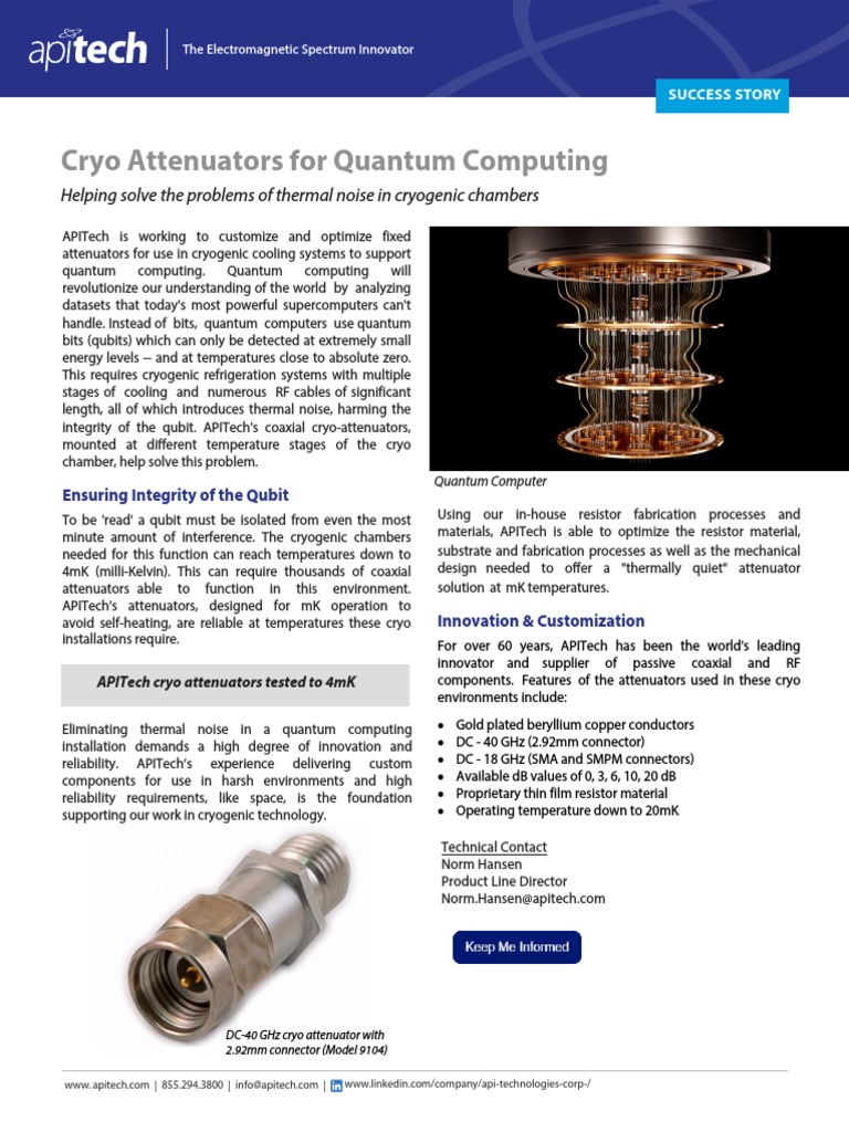 Cryo Attenuators Quantum Computing | PDF | Coaxial Cable | Quantum Computing