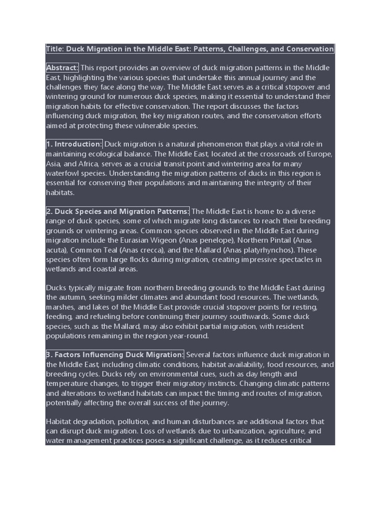 Duck Report 3 | PDF | Bird Migration | Habitat Destruction