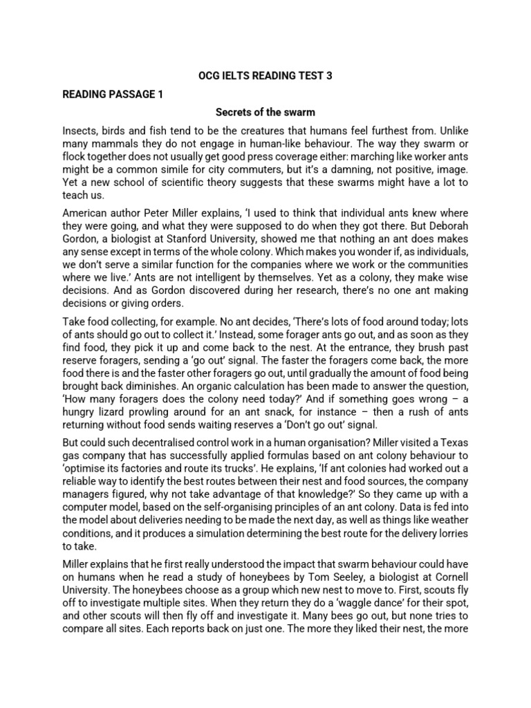 l33 - Ocg Ielts Reading Test 3 | PDF | Ant | Conversation