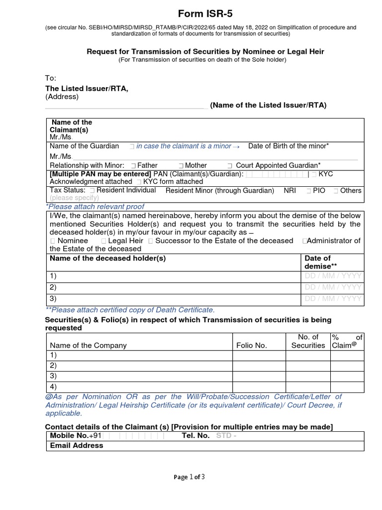 Form ISR 5 | PDF | Securities (Finance) | Justice