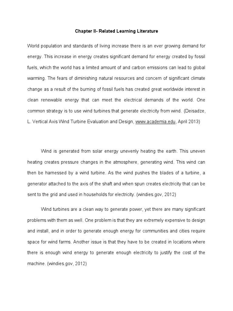 Chapter II RRL | PDF | Wind Power | Wind Turbine