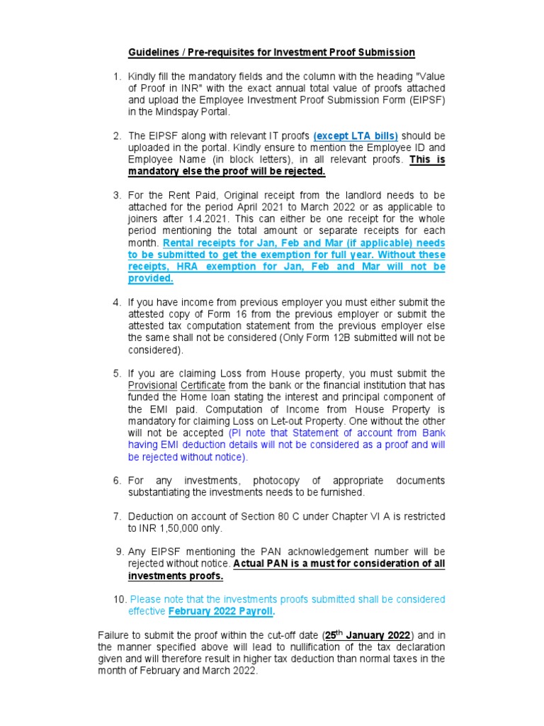 Guidelines For Proof Submission | PDF | Loans | Payroll Tax