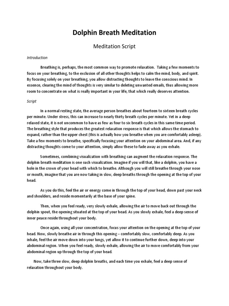 Dolphin Breath Meditation | PDF | Exhalation | Breathing