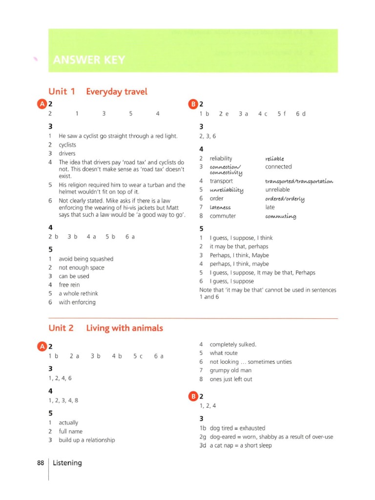 English For Life Listening B2 Plus Upper Intermediate 2014-ANSWER KEY | PDF