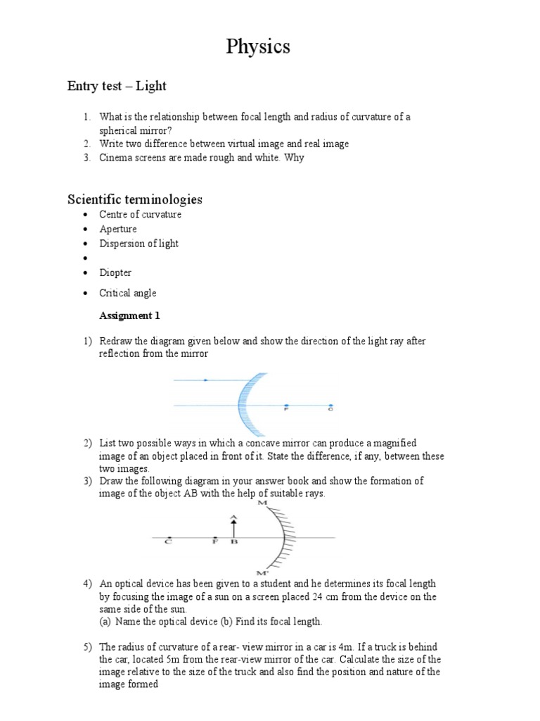 Light Index Note | PDF | Mirror | Optics