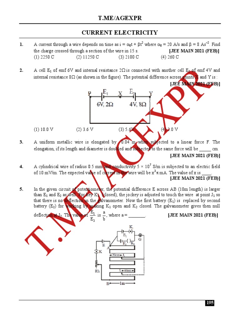 Current Electricity Pdf Series And Parallel Circuits Electrical Resistance And Conductance