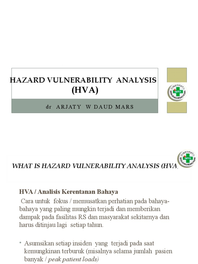 Hazard Vulnerability Analysis: DR Arjaty W Daud Mars | PDF