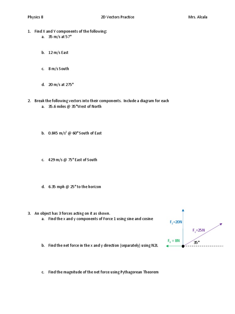 2D Vectors Practice for Students | PDF