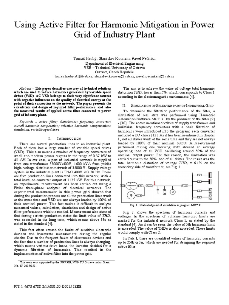 Using Active Filter For Harmonic Mitigation in Power Grid of Industry ...