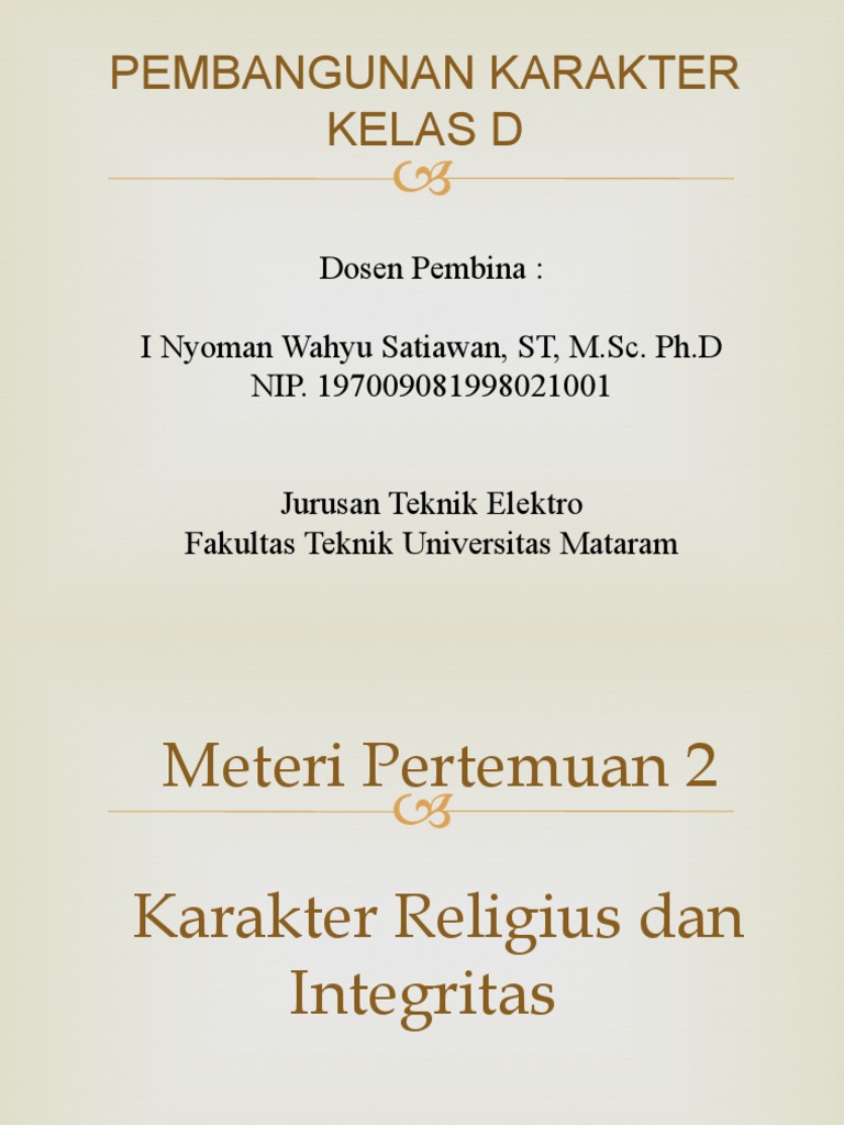 KARAKTER Week - 2 Religius Dan Integritas | PDF