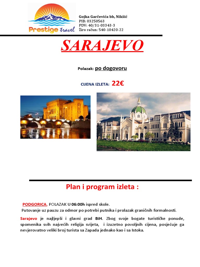 SARAJEVO - Ponuda 1 | PDF