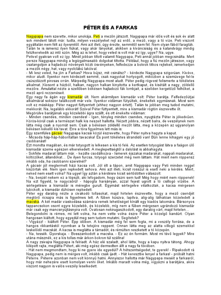 Borsi Bálint-Péter És A Farkas | PDF