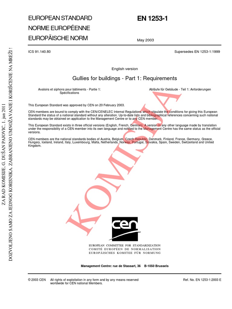 En 1253-1 | Download Free PDF | Pipe (Fluid Conveyance) | Membrane