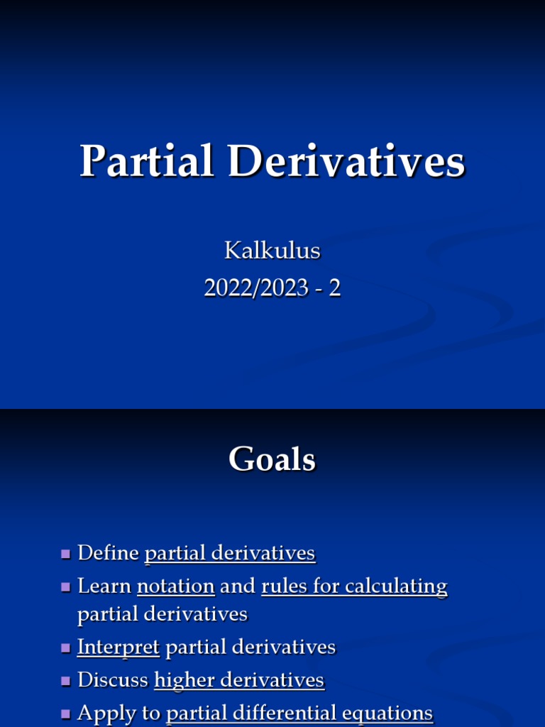 Partial Derivatives Pdf Derivative Differential Equations